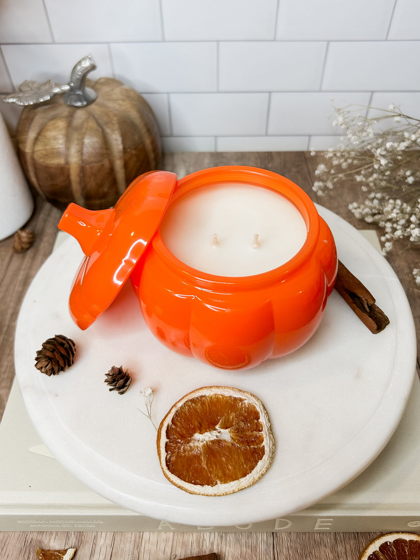 Orange Pumpkin Jar Double-Wick Candle 14 oz – Soul Rest Candle Co.